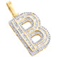 10K Yellow Gold Baguette Diamond Letter B Pendant 1.20" Initial Charm 0 ...