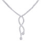 18K White Gold Round Diamond Prong Set Tennis Ribbon Necklace 16" Chain ...
