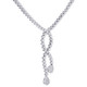 18K White Gold Round Diamond Prong Set Tennis Ribbon Necklace 16" Chain ...