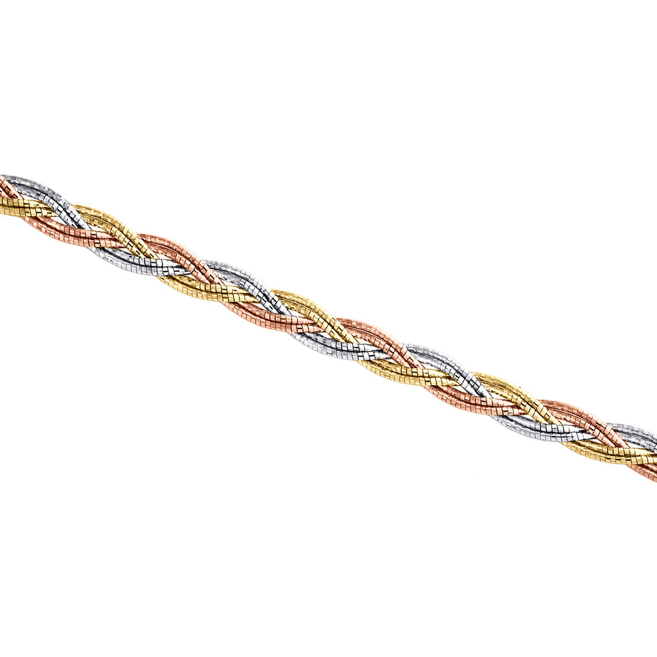 14K Tri Color Gold 4.25mm Italian Braided / Twisted Chain Texture ...