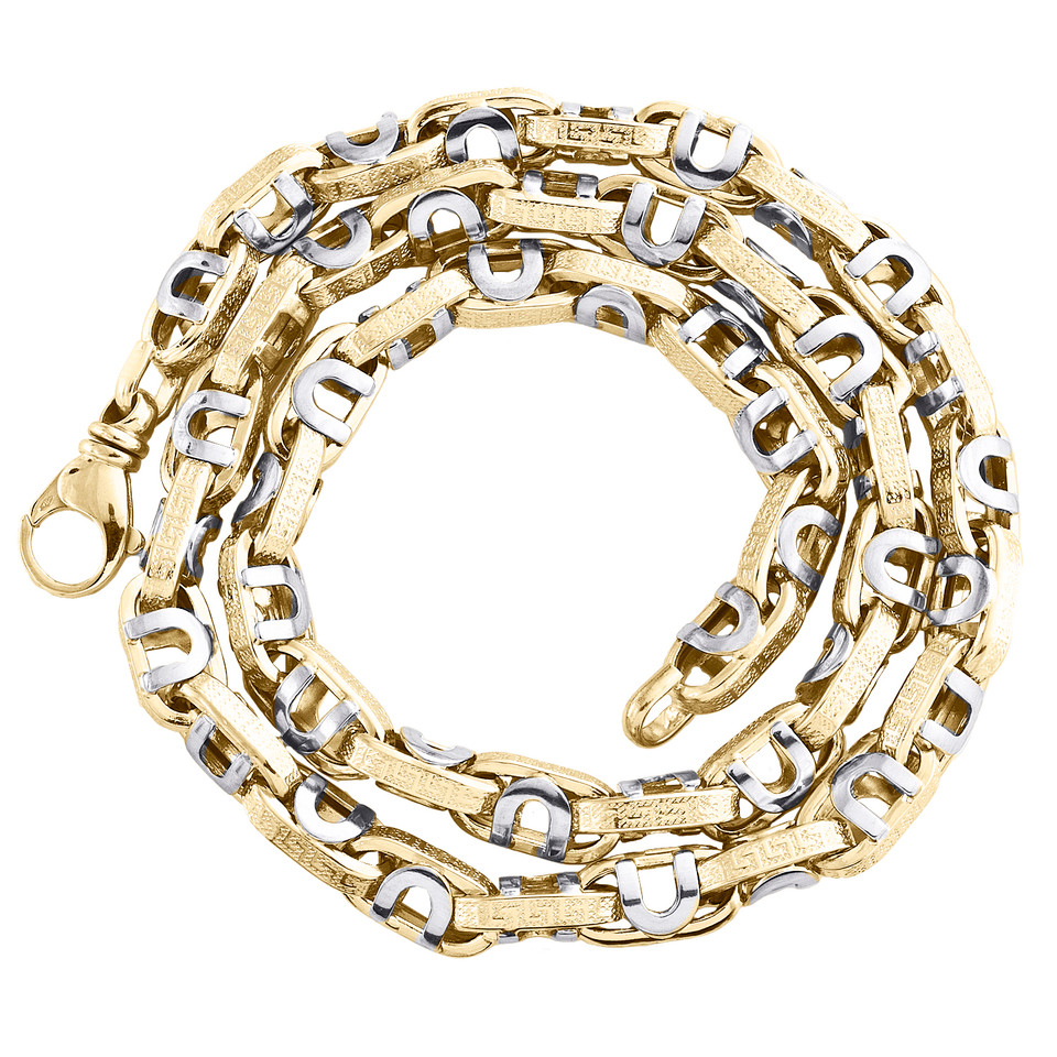 10K Two Tone Gold Oval Puff Gucci Anchor Link Chain 7mm Statement ...