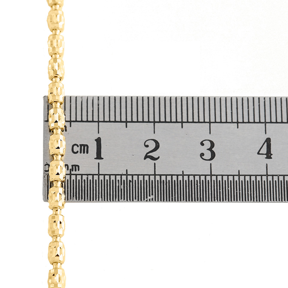 10K Yellow Gold 3mm Barrel Crystal Cut Fancy Italian Beaded Chain ...