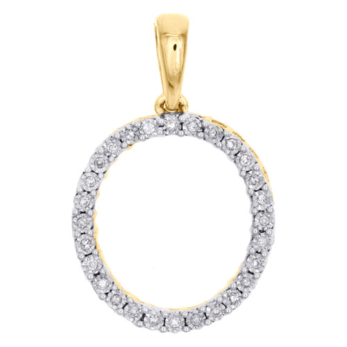 10K Yellow Gold Diamond Initial O Block Letter Pendant 1.1" Unisex ...