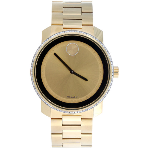 Movado 3600258 Diamond Watch Bold Metals 42.5mm Yellow Ion Steel Ink ...