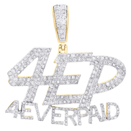 10K Yellow Gold Round Diamond 4 Ever Paid Statement Pendant 1.45" Charm ...