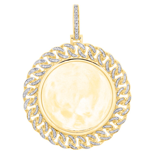 Sterling Silver Diamond Miami Cuban Memory Frame Picture 2.10" Pendant ...