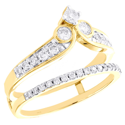 14K Yellow Gold Diamond Engagement Ring Enhancer Women's Crown Wrap 1/2 ...