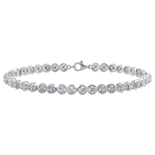 1 Row Sterling Silver Round Diamond 4.25mm Miracle Plate Tennis Bracelet 1 4 Ct. Women s Size One Size