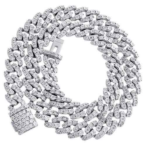 Sterling Silver Real Diamond 13mm Miami Cuban Link 22" Chain Necklace 3 ...