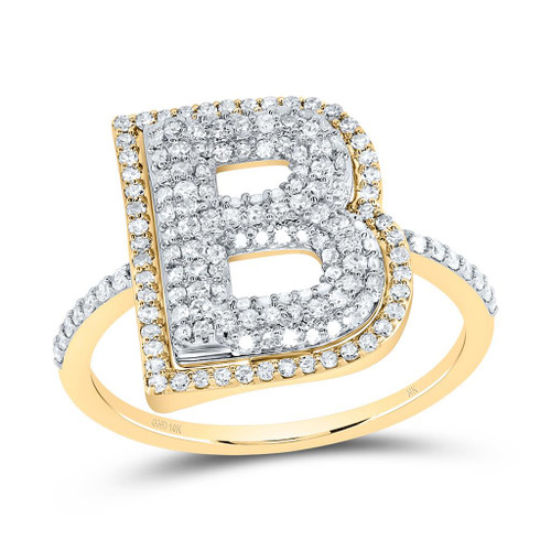 10k Yellow Gold Genuine Diamond Women's Block Font Letter B Initial ...