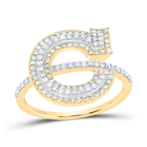 10k Yellow Gold Genuine Diamond Modern Block Font Letter C Initial Ring ...