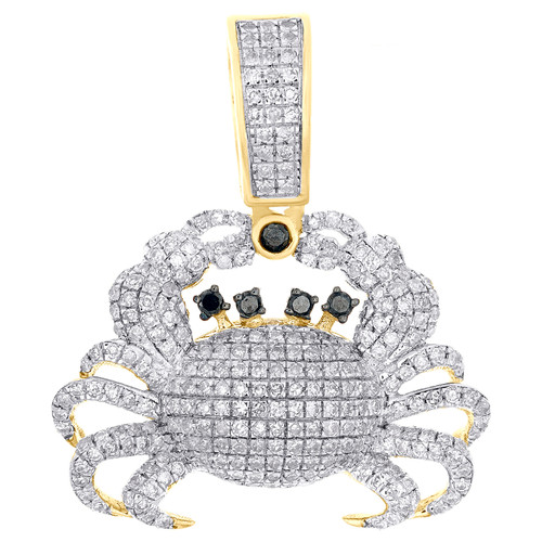 10K Yellow Gold Real Black & White Diamond Women's Crawling Crab ...