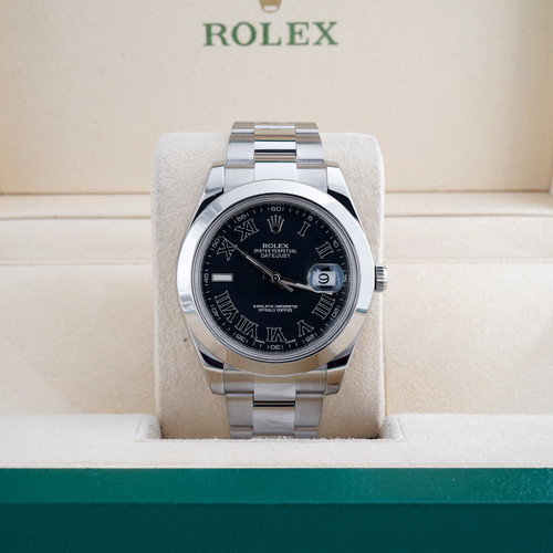 Rolex DateJust II 41mm Model 116300 Black Roman Dial Stainless Steel ...