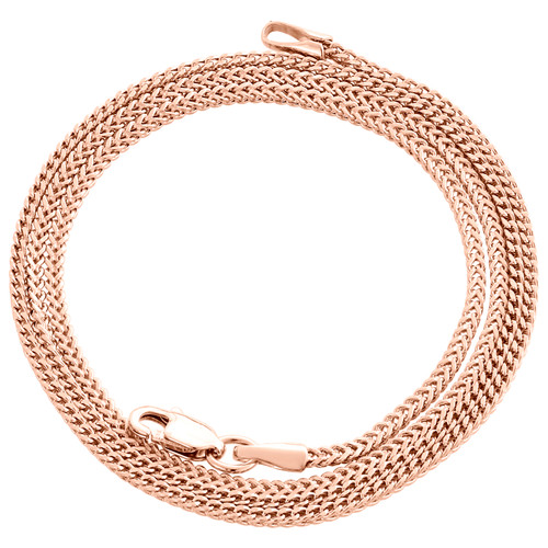 Real 10K Rose Gold 3D Hollow Franco Box Link Chain 1.50mm Necklace 18 26 Inches
