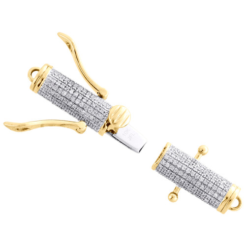 10K Yellow Gold Diamond 3D Style Box Clasp Lock For 3mm Chain ...