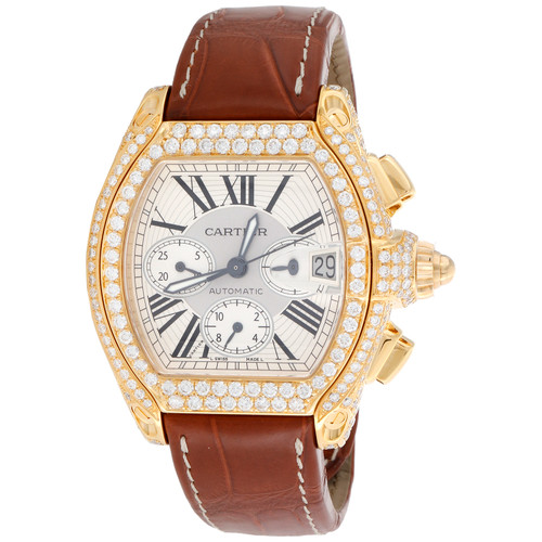 18K Cartier Roadster XL Diamond Watch Ref. 2619 Automatic Chronograph 5 ...