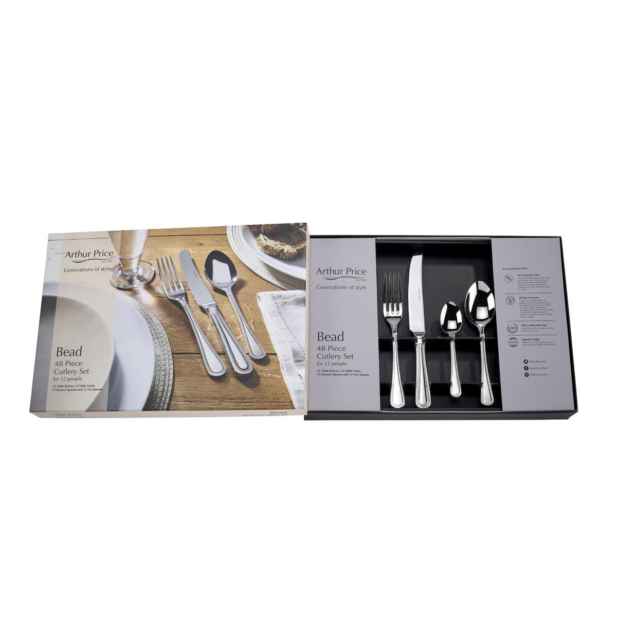 Arthur Price Bead 48 Piece Cutlery Set | Philip Morris & Son