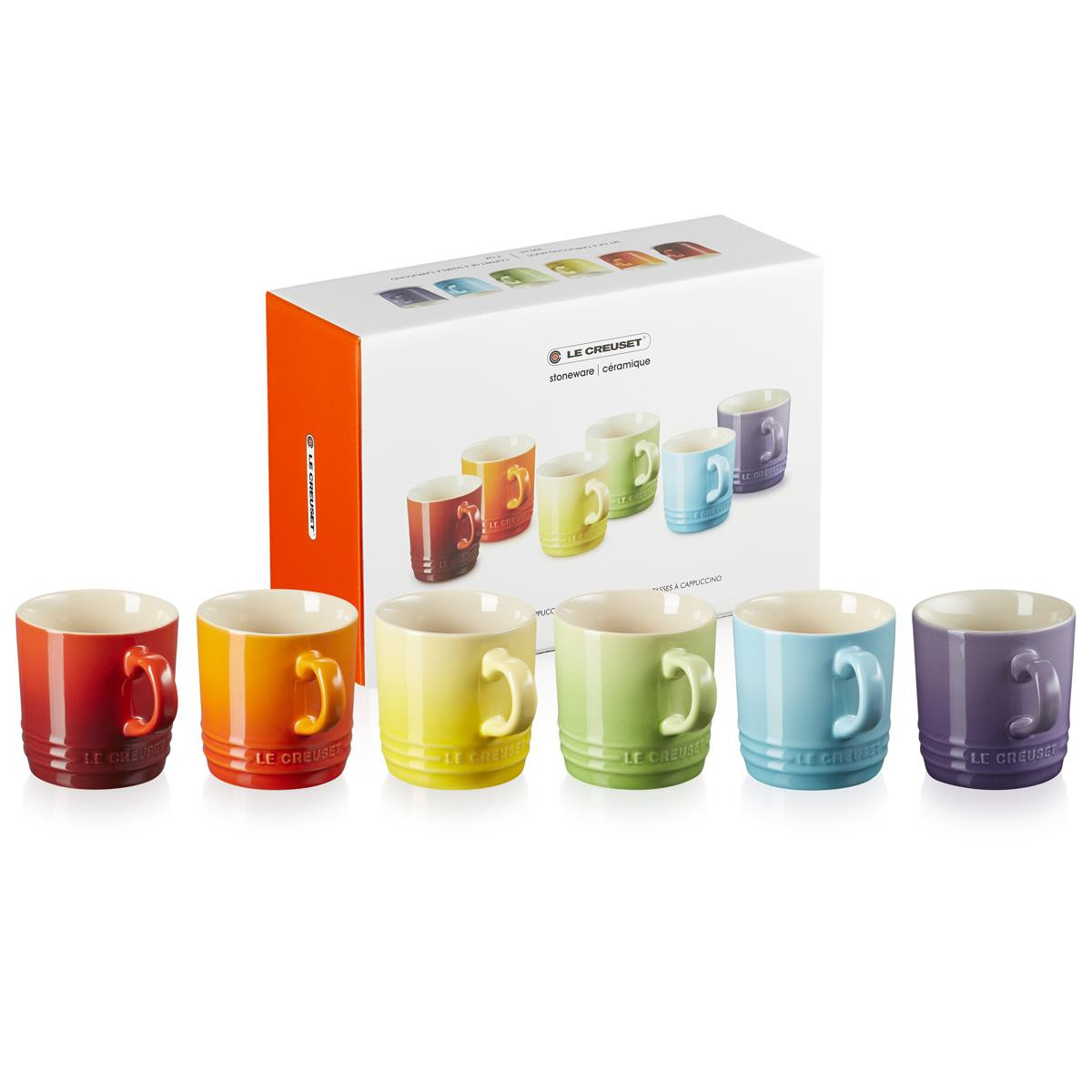 Le Creuset Stoneware Rainbow Set Of 6 Espresso Mugs