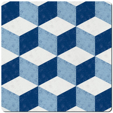 Denby Set of 6 Blue Geometric Square Placemats | Philip Morris & Son