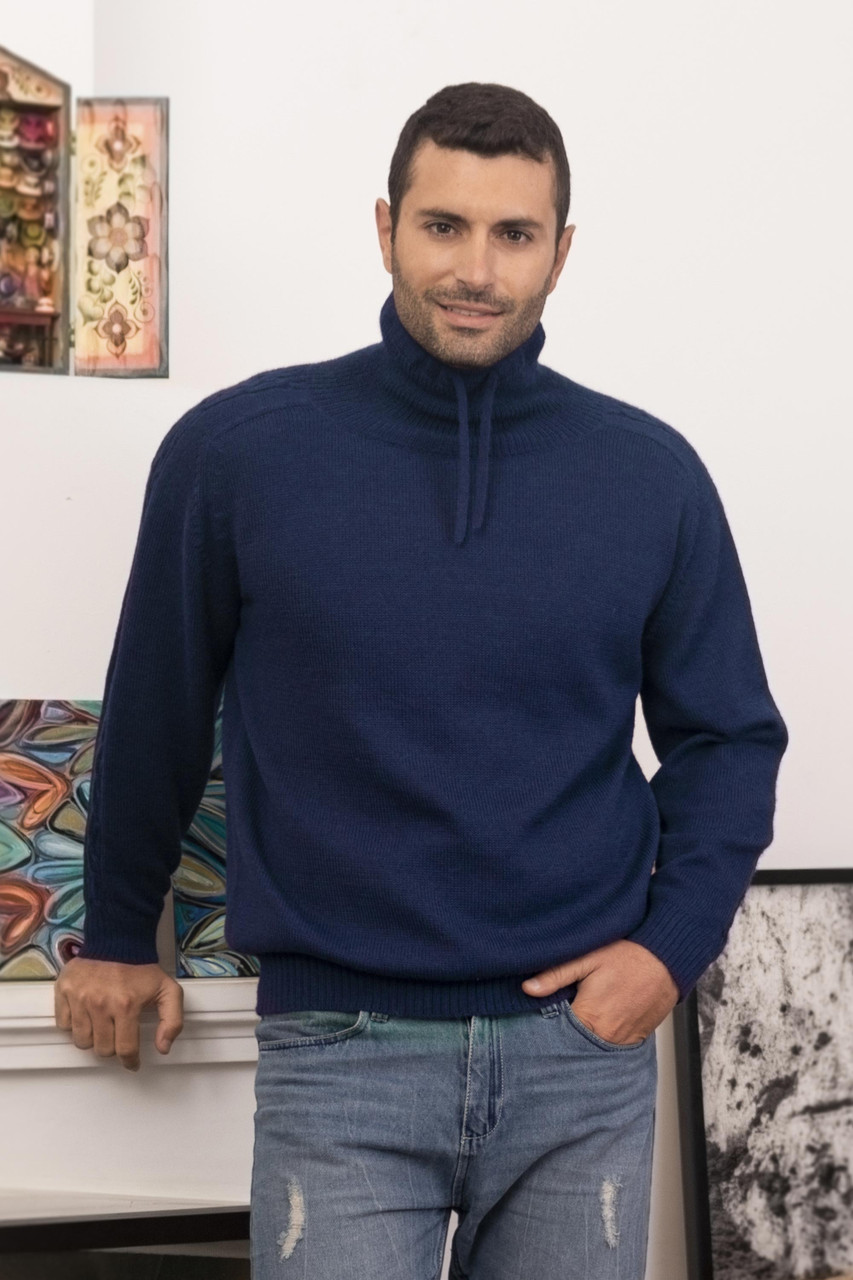 Indigo Men's 100 Alpaca Pullover Sweater from Peru 'Peruvian Indigo ...