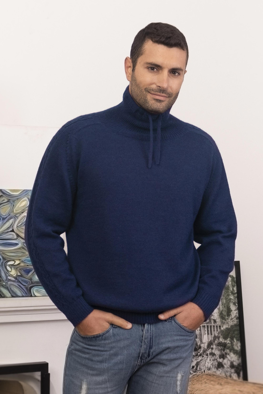Indigo Men's 100 Alpaca Pullover Sweater from Peru 'Peruvian Indigo ...