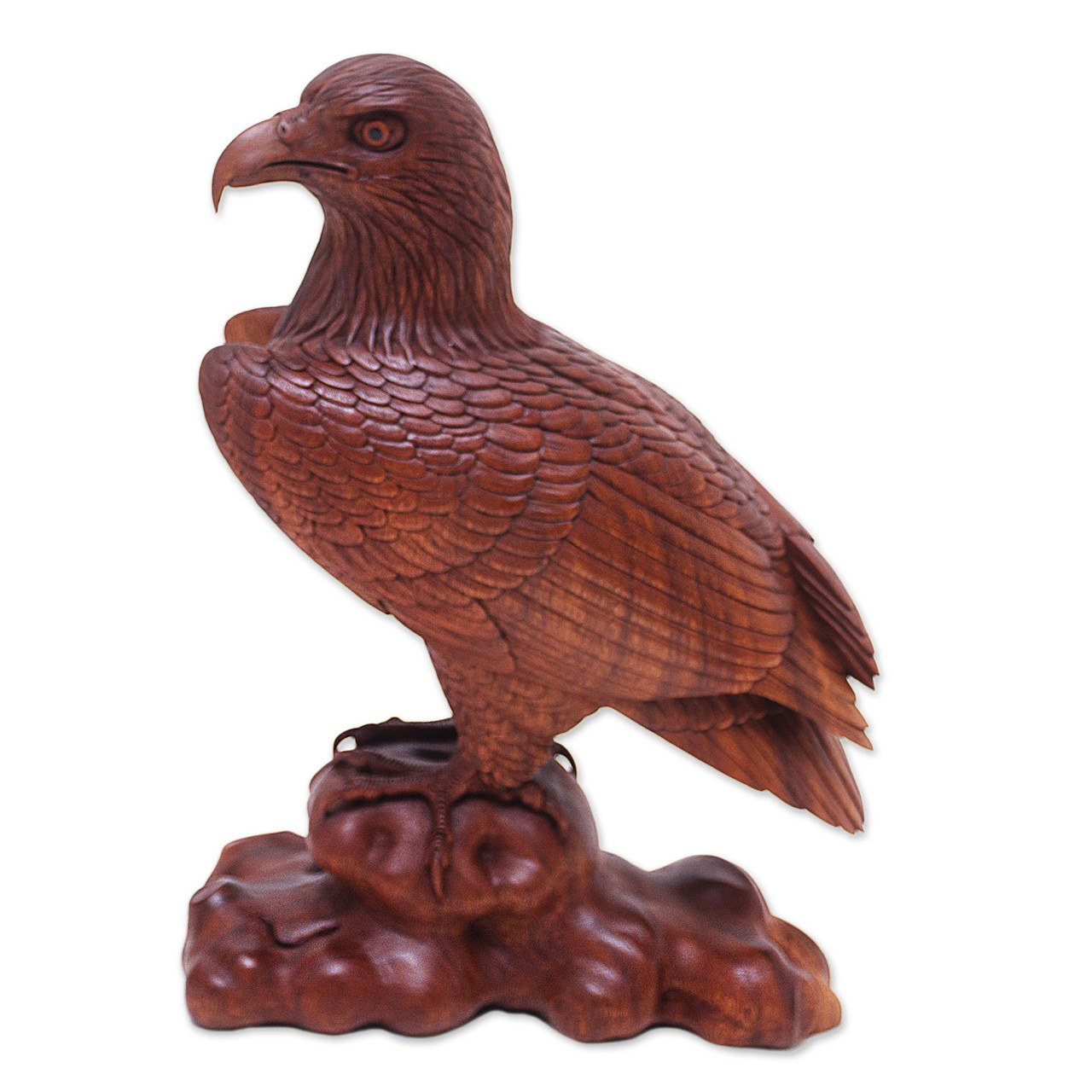 Wood Bird Sculpture 'Powerful Eagle' - International Medical Corps