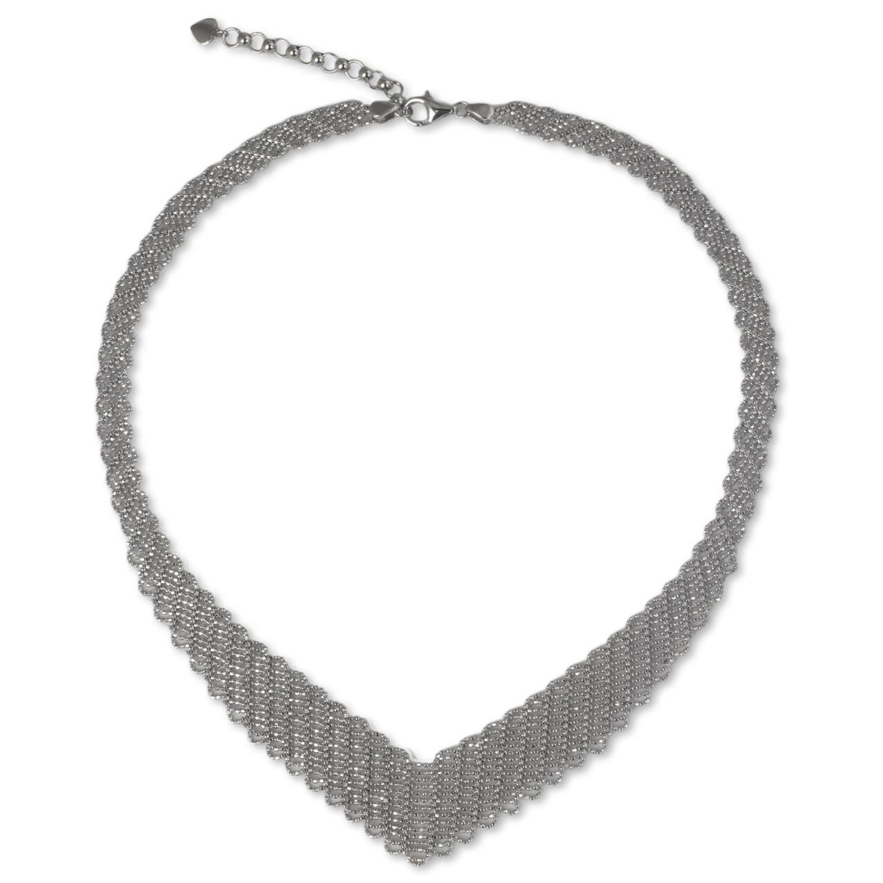 Woven Net Style Sterling Silver 925 Collar Necklace 'Precious Weave ...