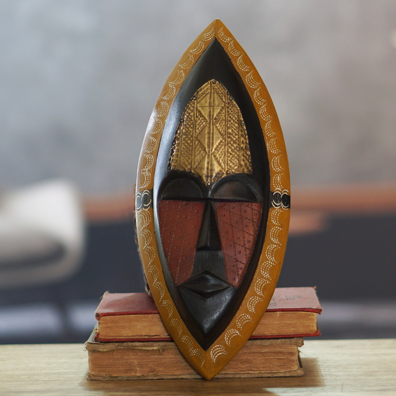Embossed Brass and Hand Carved Wood African Mask 'A Peace Blessing ...