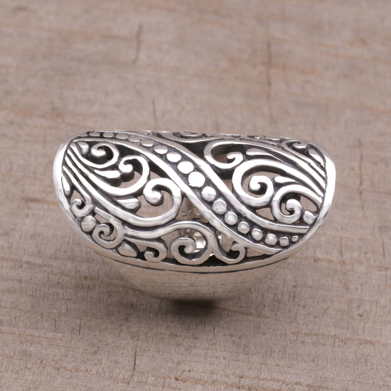 Hand Crafted Sterling Silver Openwork Ring from Indonesia 'Balinese ...