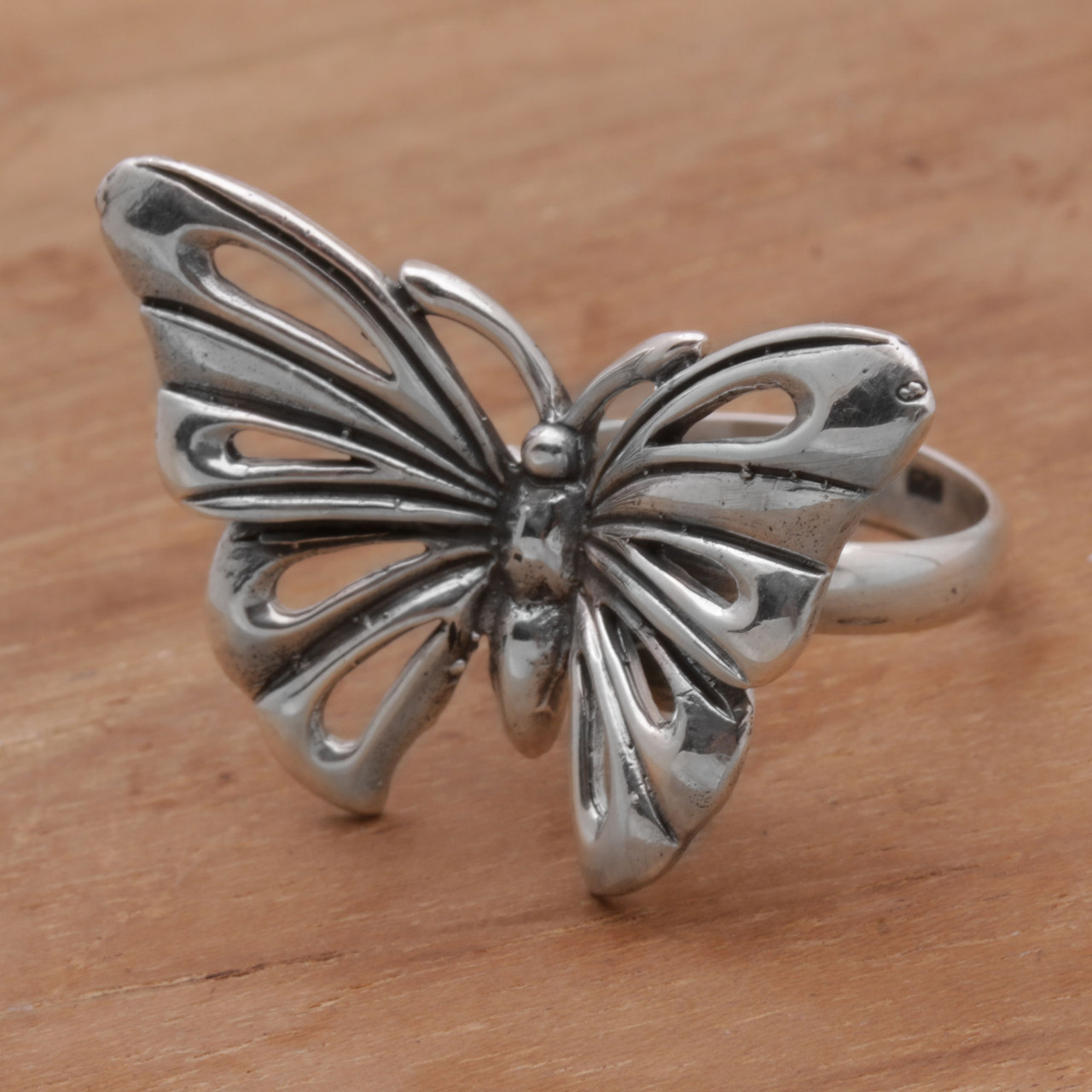 Artisan Crafted Sterling Silver Butterfly Ring from Bali 'Emerging ...