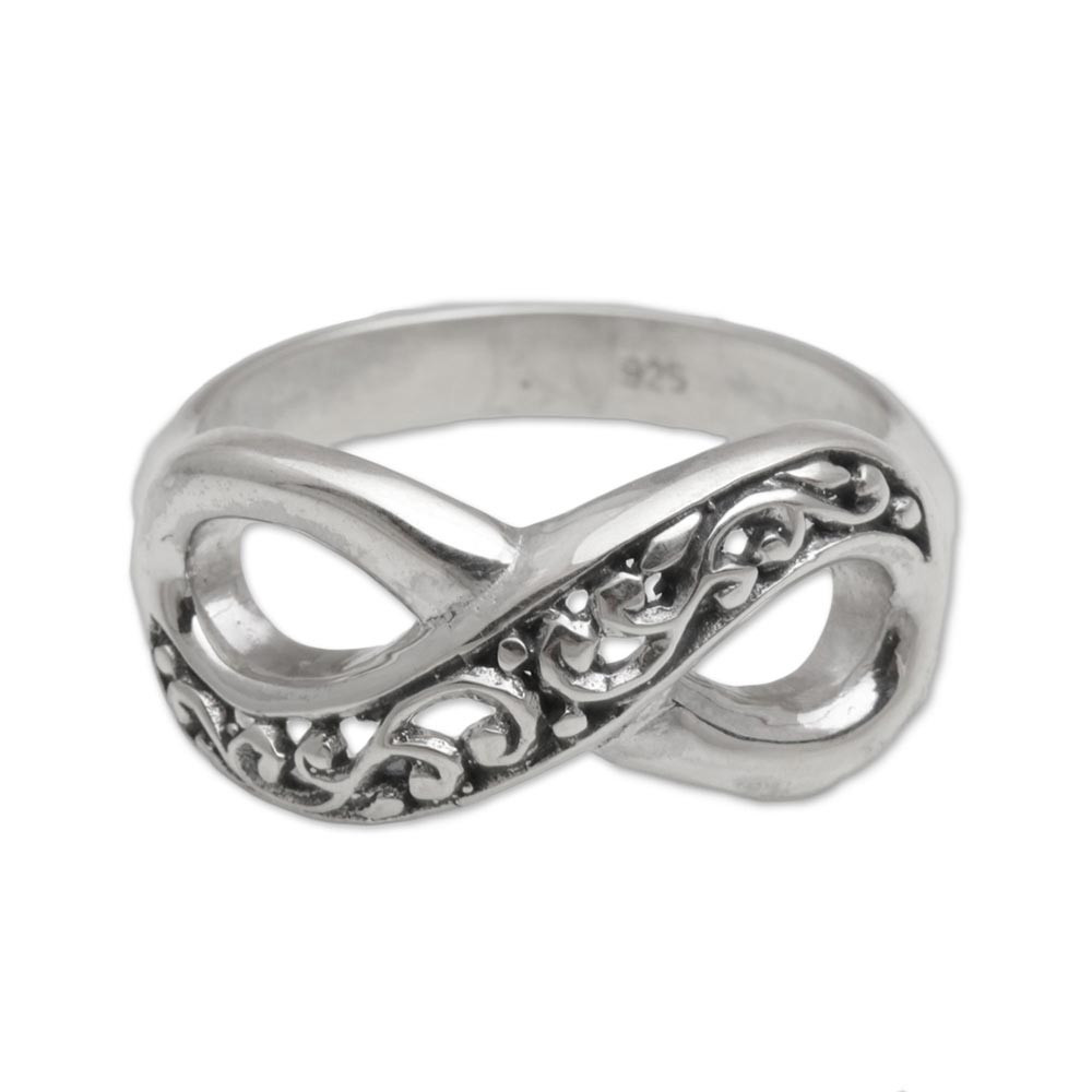 Hand Crafted Sterling Silver Infinity Symbol Ring from Bali 'Tangled ...