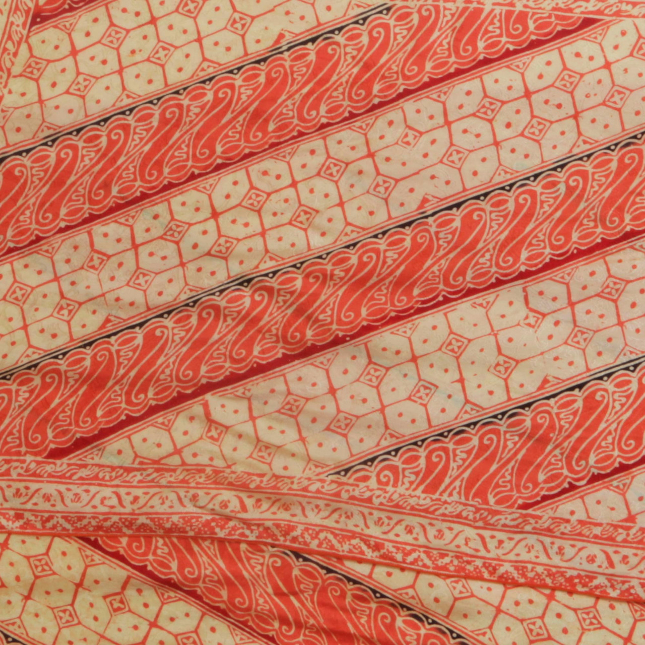 Batik Silk Scarf with Parang Motifs in Mandarin from Bali 'Parang World ...