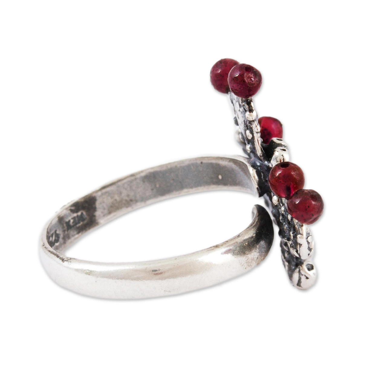 Garnet Prickly Pear Cactus Sterling Silver Cocktail Ring 'Prickly Pear ...