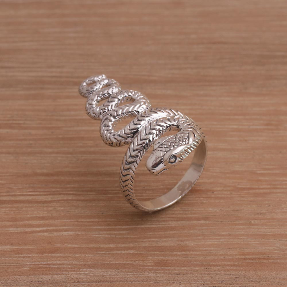 Handmade 925 Sterling Silver Snake Cocktail Ring 'Slinking Serpent ...