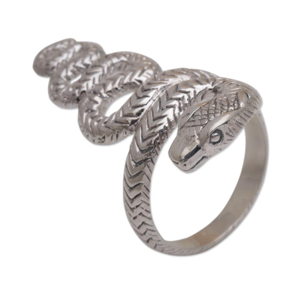 Handmade 925 Sterling Silver Snake Cocktail Ring 'Slinking Serpent ...