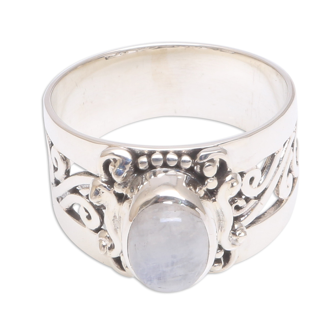 Artisan Crafted Rainbow Moonstone Cocktail Ring from Bali 'Lost Light ...