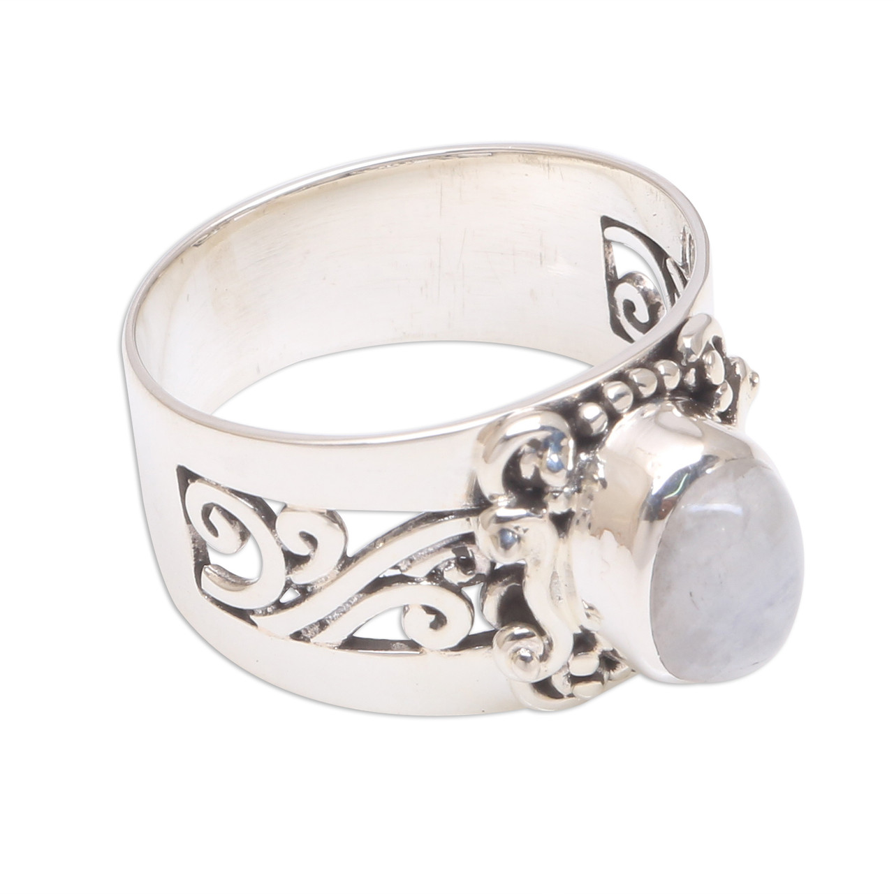 Artisan Crafted Rainbow Moonstone Cocktail Ring from Bali 'Lost Light ...