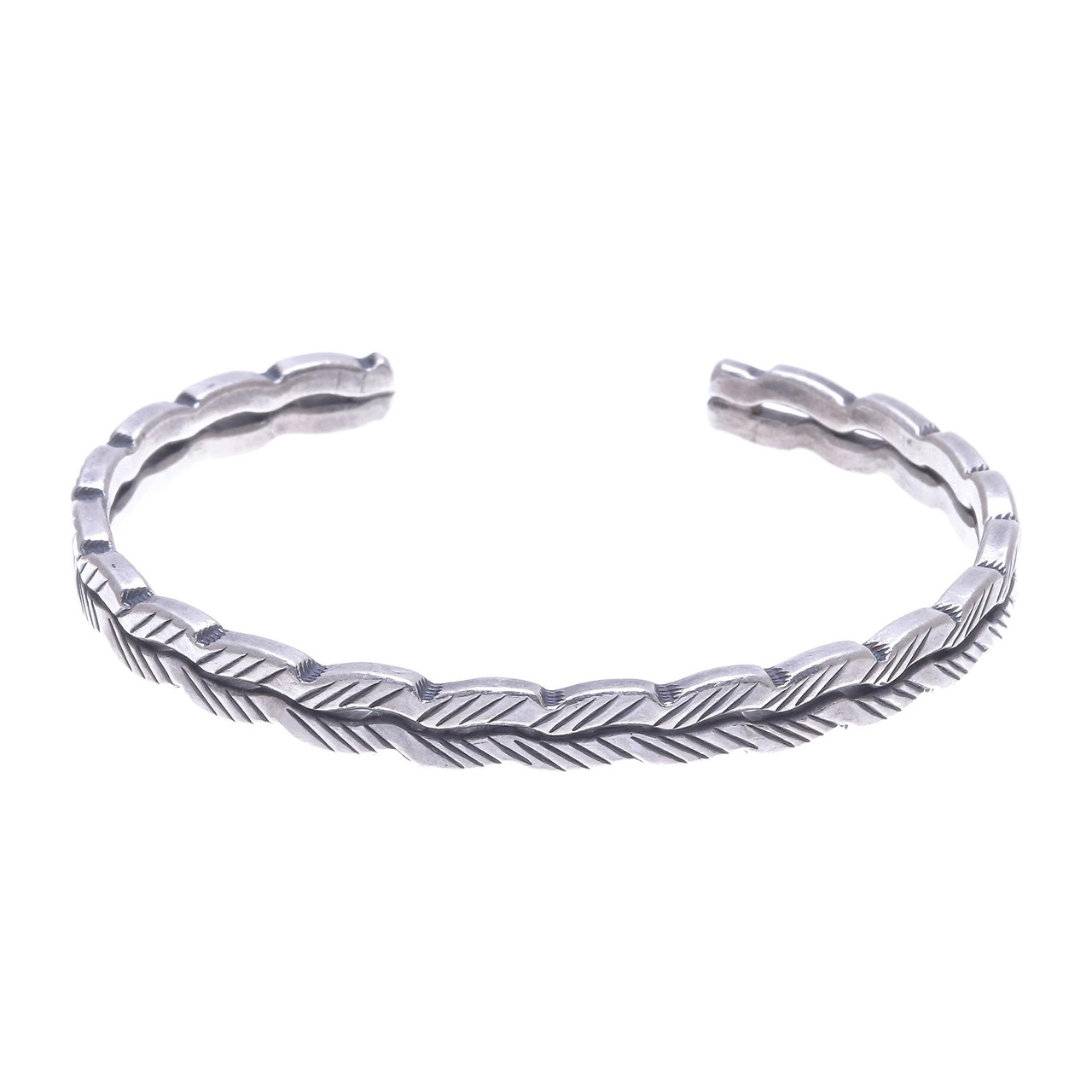 Thai Hill Tribe Sterling Silver Cuff Bracelet 'Leaf Trail ...