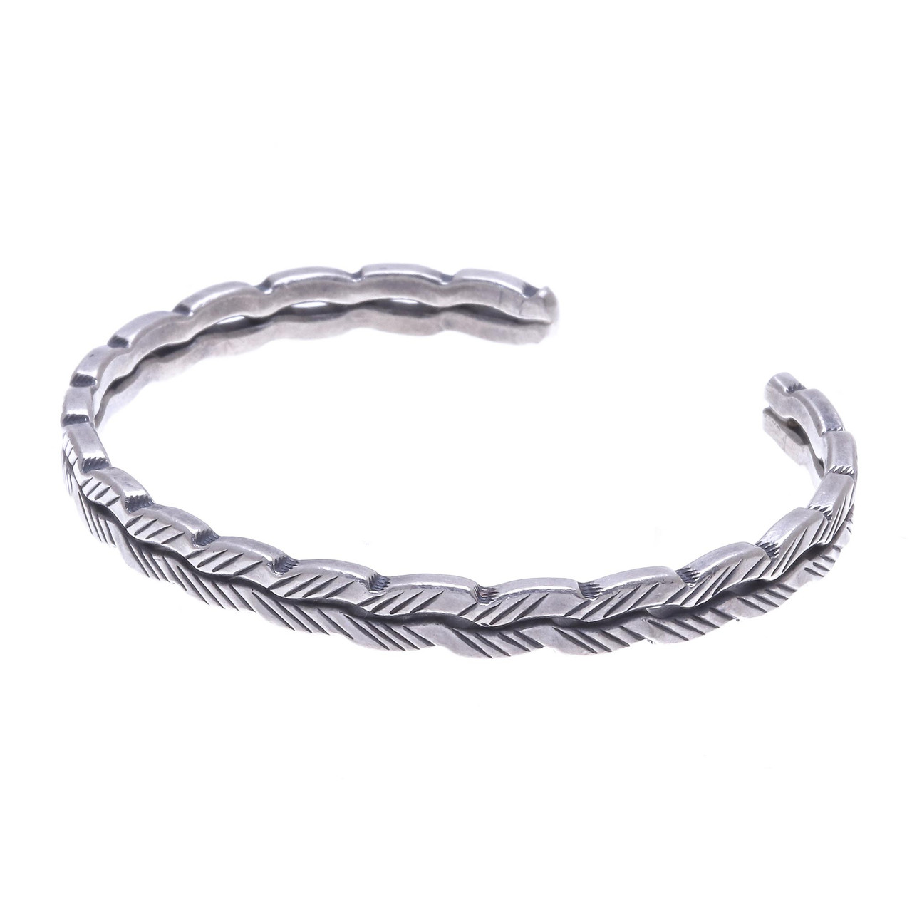 Thai Hill Tribe Sterling Silver Cuff Bracelet 'Leaf Trail ...