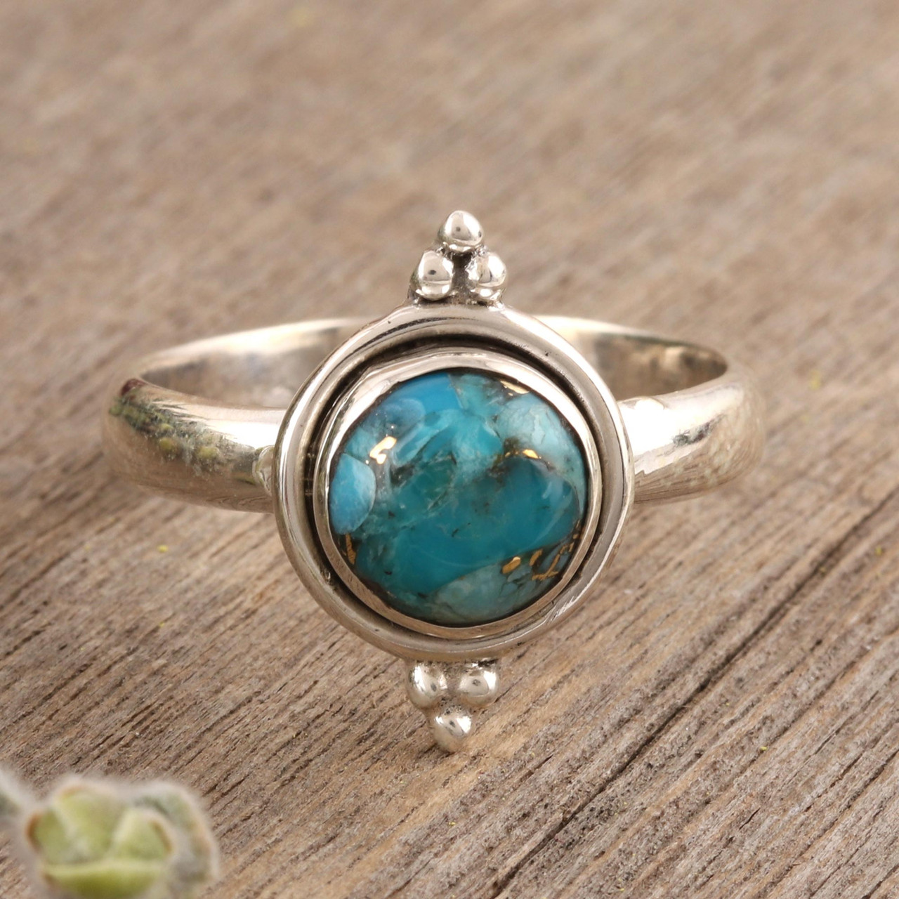 Composite Turquoise Single Stone Ring 'Ocean Memory' - International ...