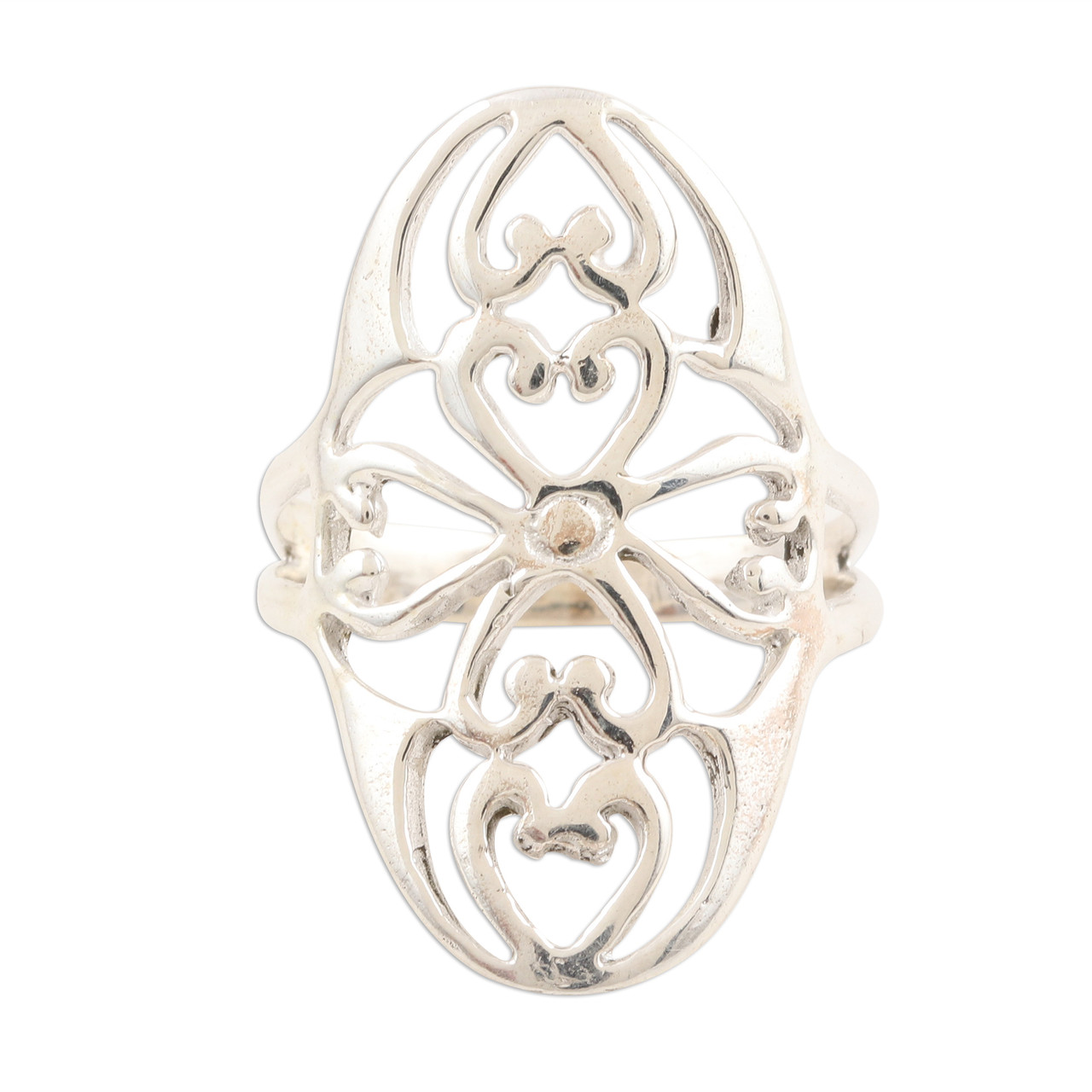 Ornate Sterling Silver Jali Ring 'Floral Jali' - International Medical ...