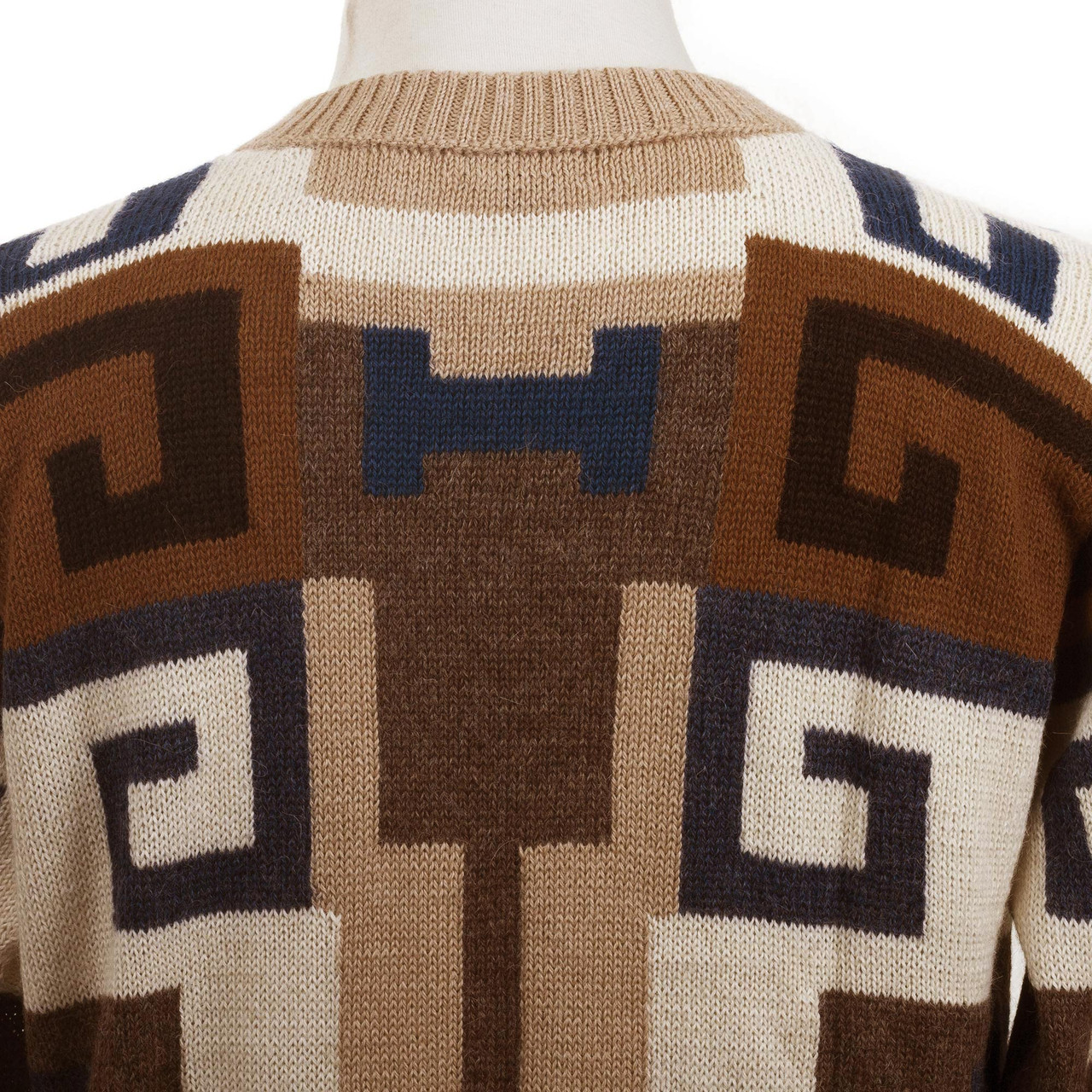 Intarsia Knit Alpaca Wool Men's Sweater 'Chavin Geometry ...