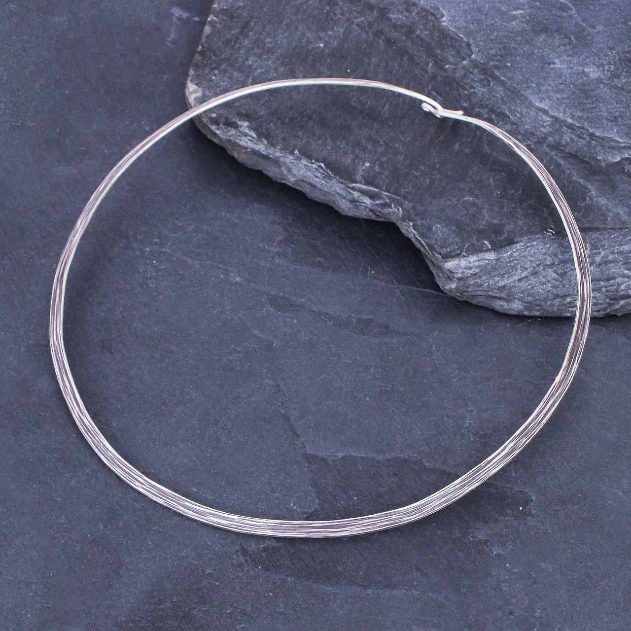 Hand Crafted Sterling Silver Choker from Thailand 'Clear Mind ...