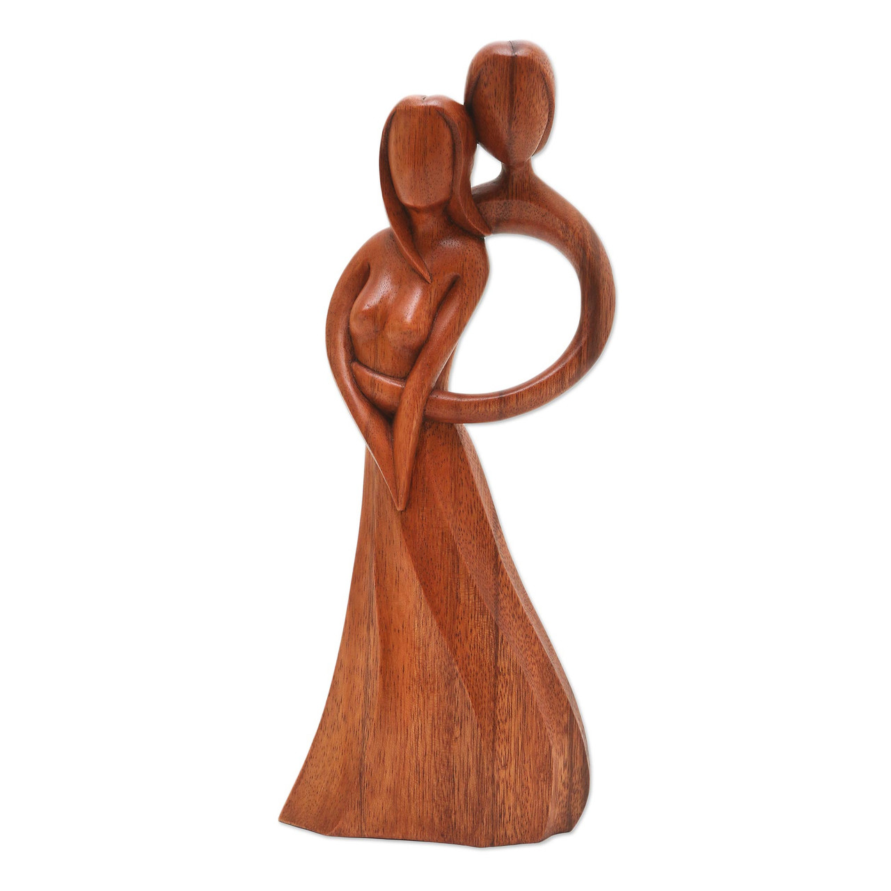 Artisan Crafted Suar Wood Romantic Statuette from India 'Fairytale ...