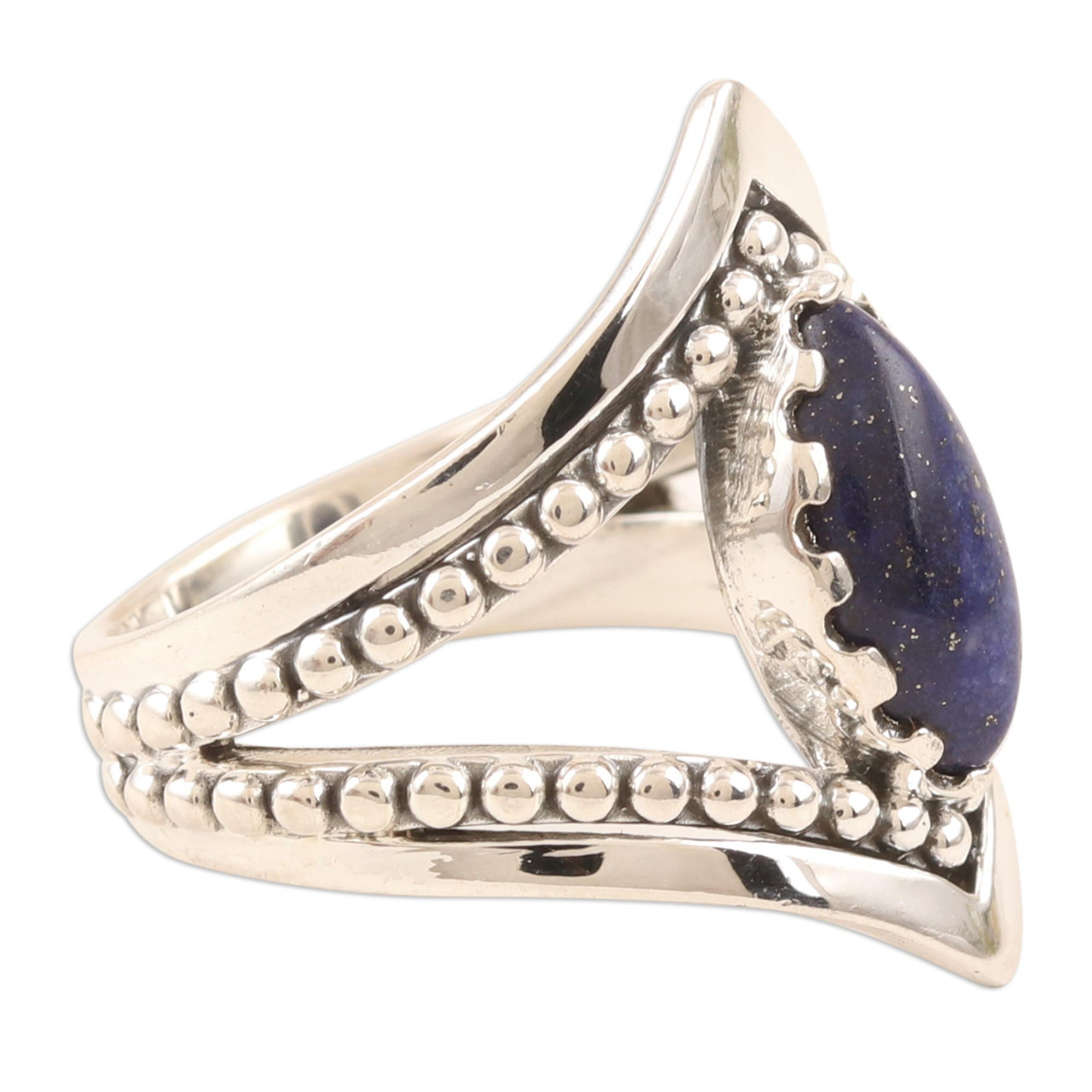 Sterling Silver and Lapis Lazuli Cocktail Ring 'Lapis Eye ...