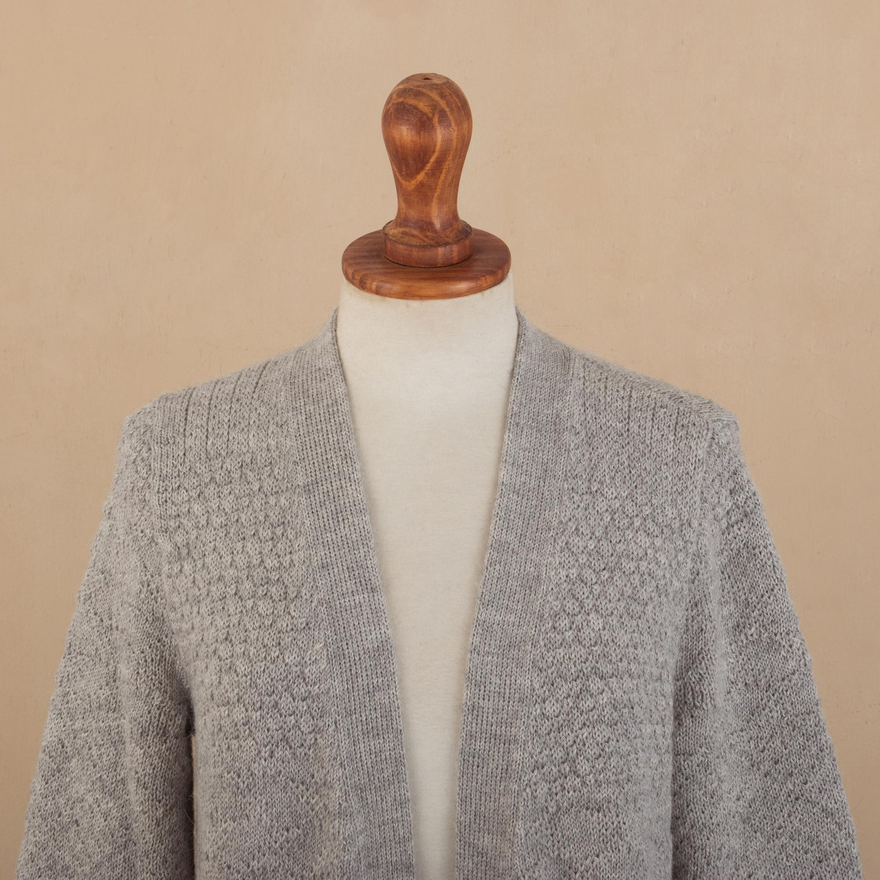 Long Alpaca Blend Cardigan 'Grey Textures' - International Medical Corps