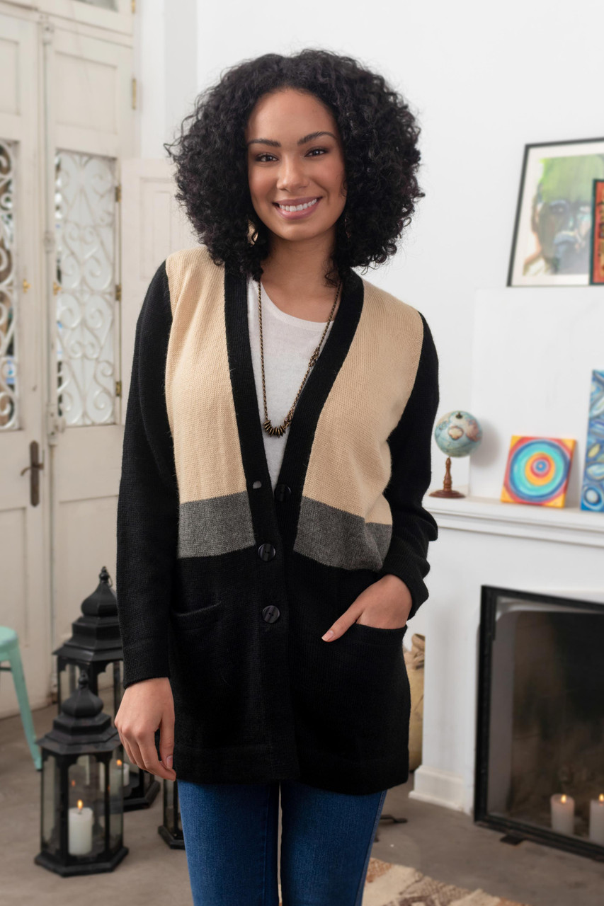 Alpaca Blend Three Tone Cardigan With Three Buttons Peru 'Miraflores ...