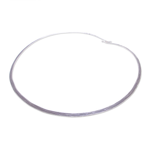 Hand Crafted Sterling Silver Choker from Thailand 'Clear Mind ...