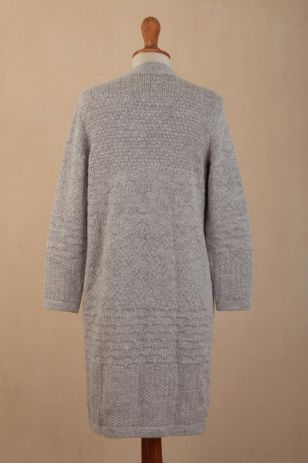 Long Alpaca Blend Cardigan 'Grey Textures' - International Medical Corps