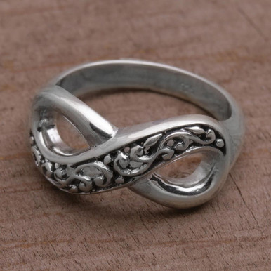 Hand Crafted Sterling Silver Infinity Symbol Ring from Bali 'Tangled ...